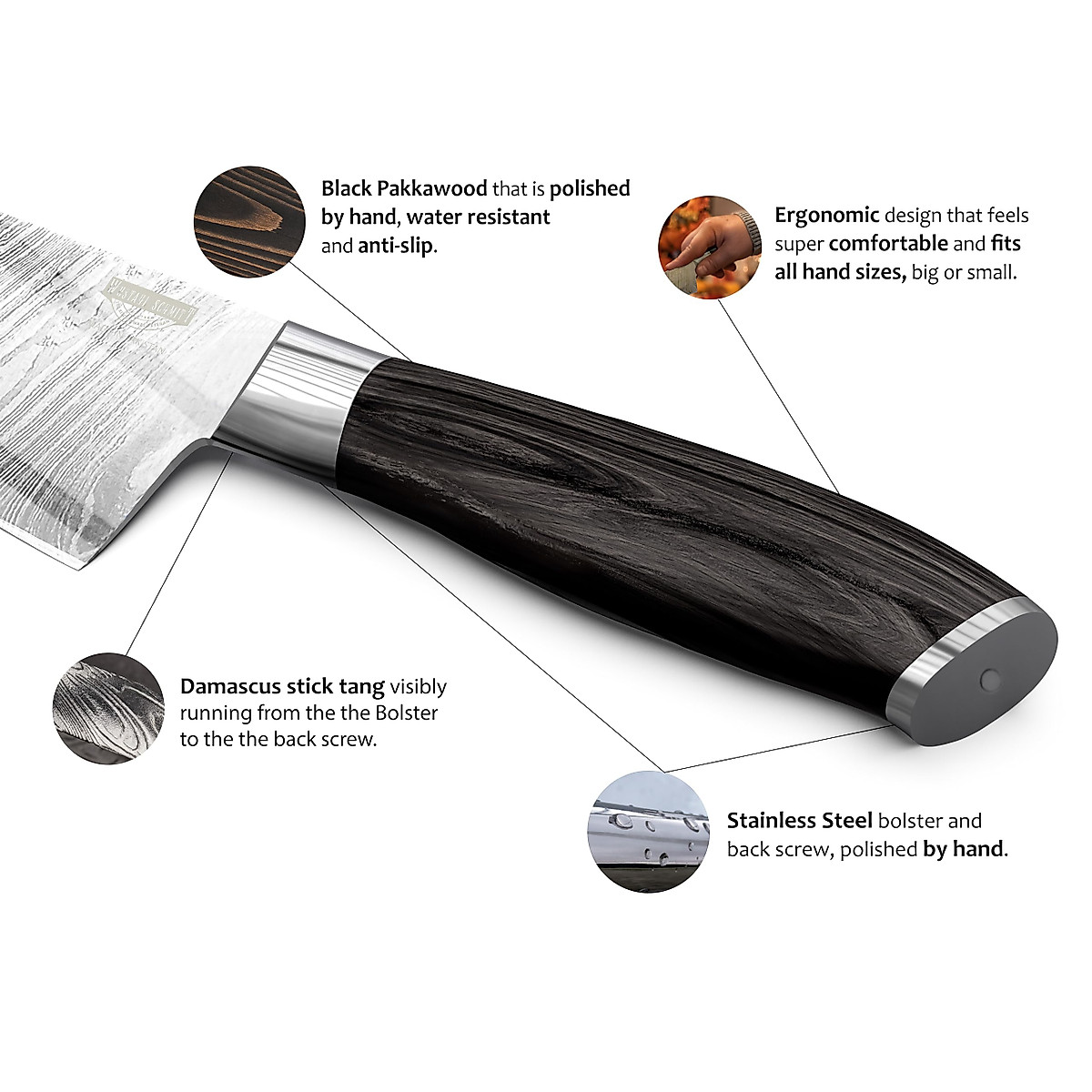 WUSTAHL Hand Forged 8 inch Professional Real Damascus Chef Knife. Japanese Blade made of Ancient Damascus Steel. German Handle, Handmade from Pakkawood. High Carbon, Sharp Gyuto Kitchen Knife.