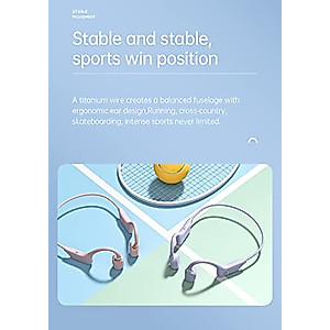 YODZ Bone Conduction Headphones Wireless Sports Headset Bluetooth 5.0 Open Ear HiFi Stereo IPX67 Waterproof Earphone Noise Reduction with Mic, for Sports and Games,Pink