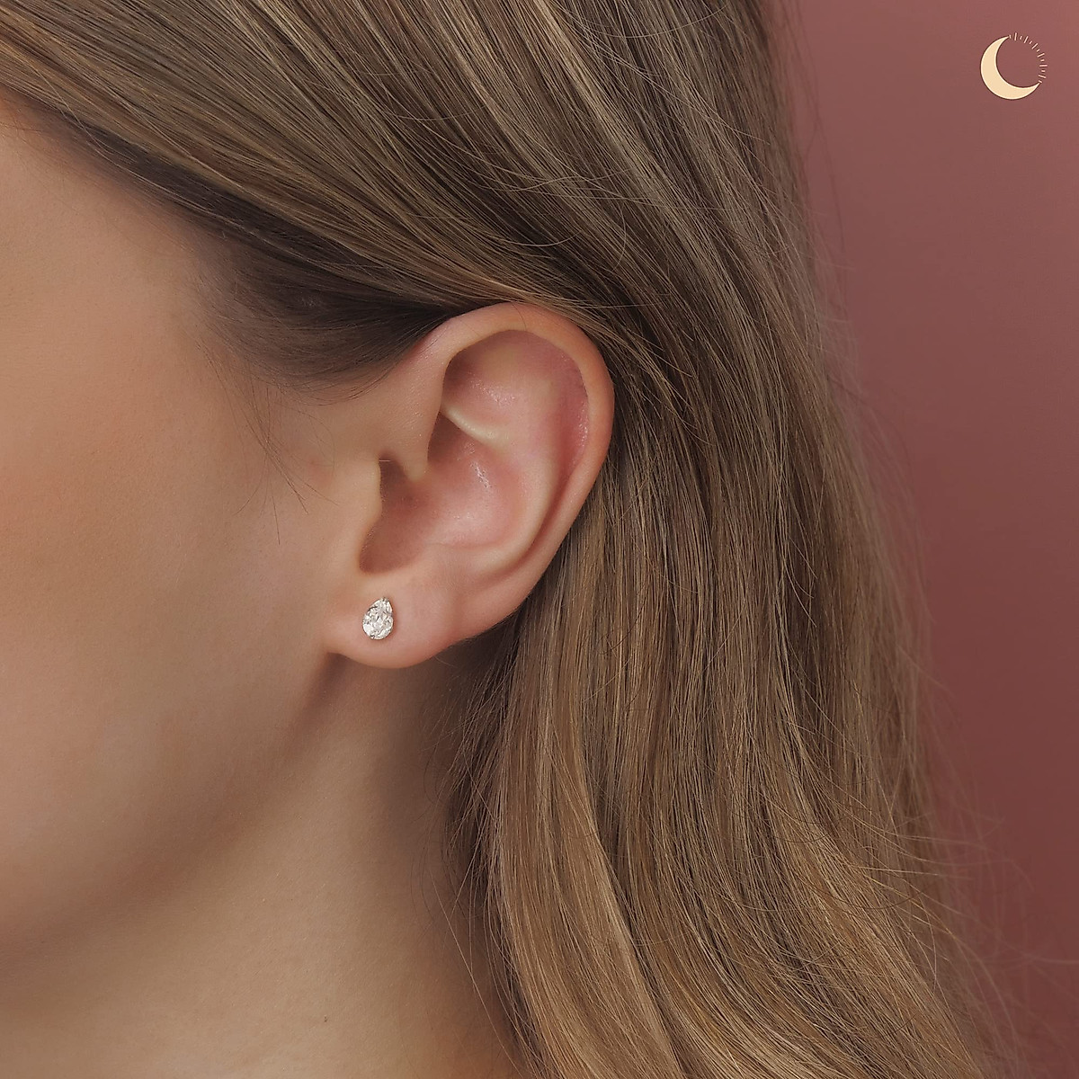 Lumini Crystals Women 925 Sterling Silver White Crystal Stud Earrings: Austrian Crystal Teardrop Shape