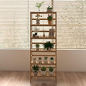 HLXZN 6 Tier Bamboo Freestanding Shelf Unit, Multifunctional Bookshelf Bookcase for Bathroom, Kitchen, Living Room, Office