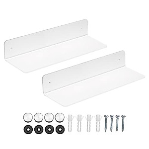 PATIKIL 11.81 x 3.94 Inch Acrylic Floating Shelf, Floating Wall Mounted Shelves for Bathroom Wall Decoration, Transparent 2 Pack