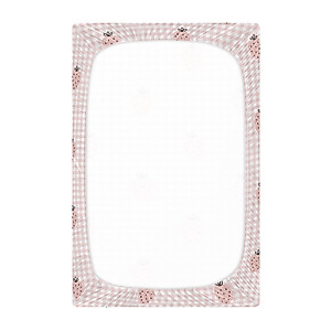 KICPOAY Fitted Crib Sheets Plaid and Strawberry Pink Stretchy Portable Playard Sheets for Baby Toddler, Breathable Soft Mini Crib Mattress 39 x 27 in for Boys and Girls