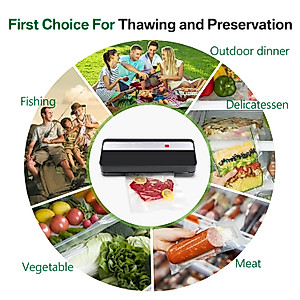 Cromify vacuum sealer machine, 5-in-1 Automatic Food Sealer, Dry & Moist Food Modes with Starter Kit and Built-in Cutter, Easy to Clean, Led Indicator Lights, Compact Design (E-9000)