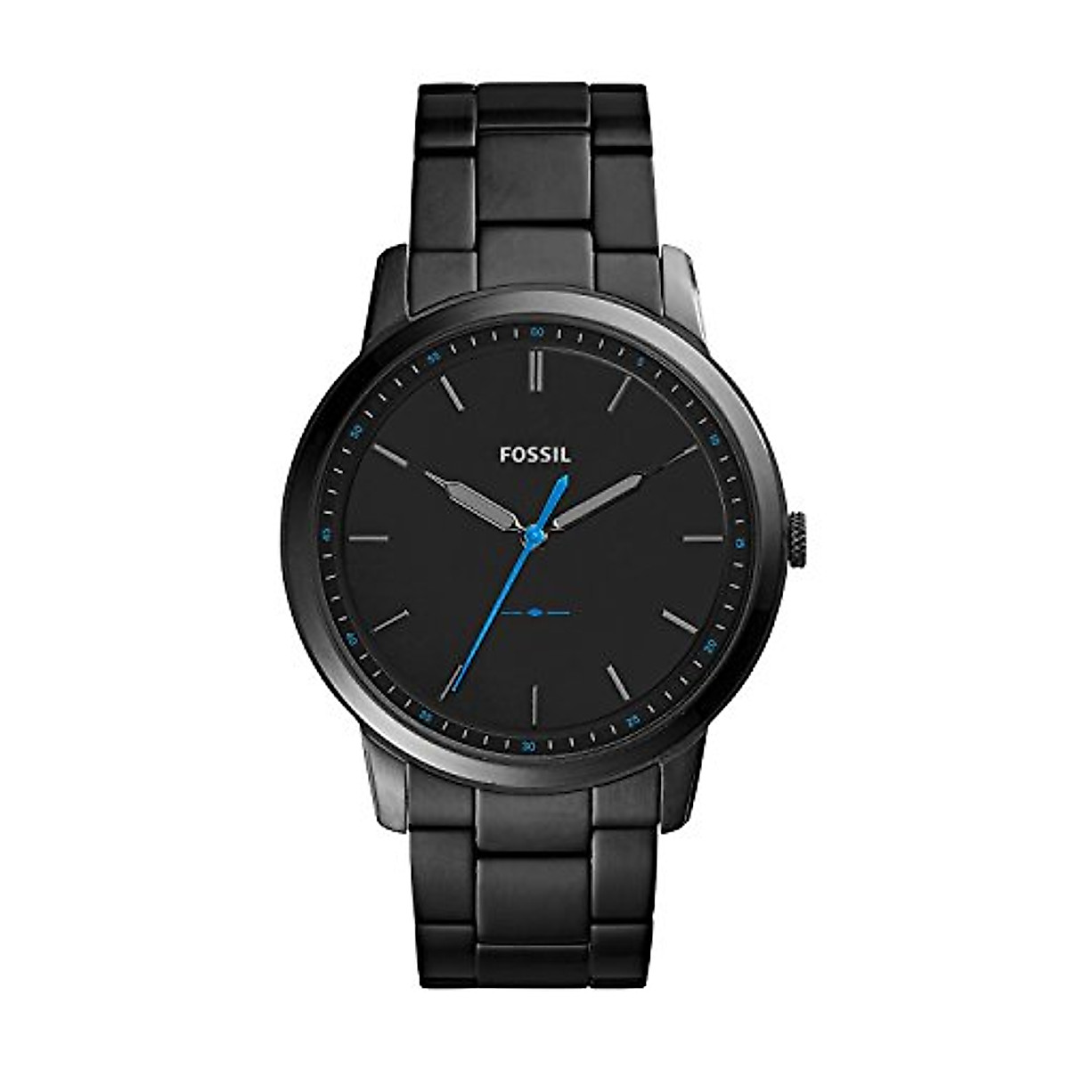 Fossil Men's Minimalist Quartz Stainless Steel Three-Hand Watch, Color: Black (Model: FS5308)