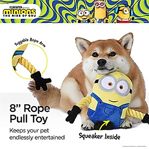 Minions Plush Toy Despicable Me Rise of Gru Dave Rope Limb Dog Toy | 8 Inch Plush Figure Rope Squeaky Dog Toy | Soft Stuffed Fabric Dog Toys from