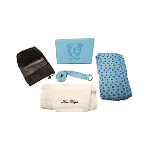 Koa Yoga Carry All Kit-Blue, Prewrapped for Christmas, Eco-Friendly, High Density Padding & Textured Mat with All Accessories. Donation to Charity with Purchase