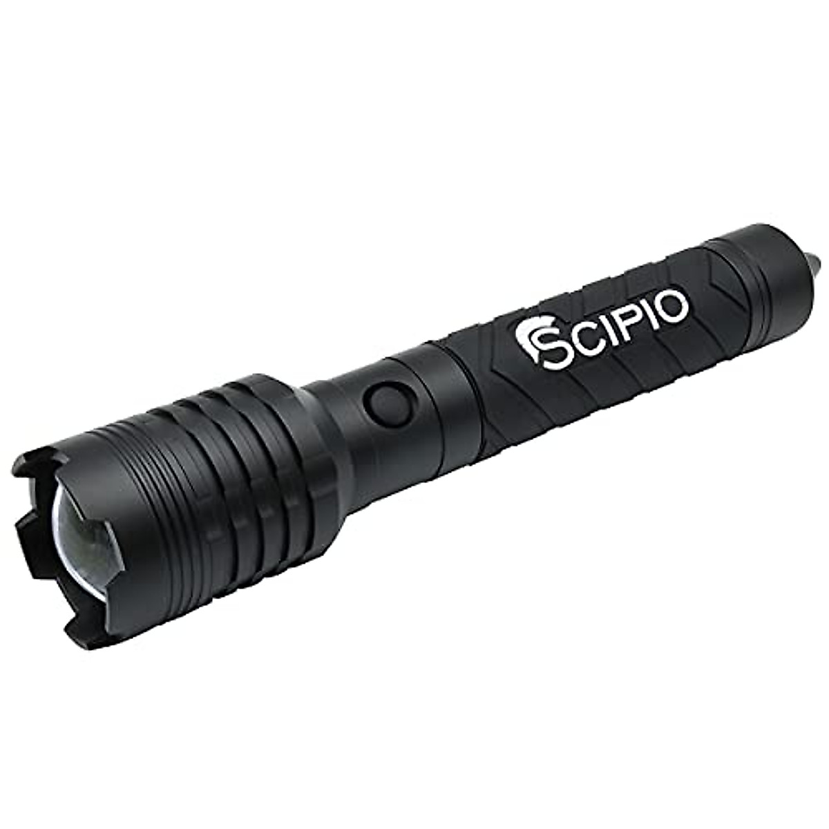 Scipio Tactical Rechargeable LED Flashlight - 4000 Lumens with Glass Breaker and Bright Light