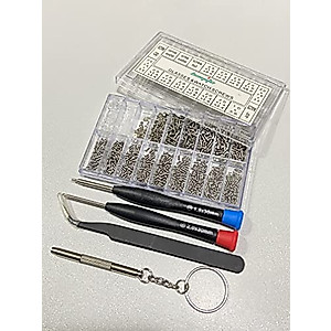 bayite Eyeglass Repair Kit Sunglass Glasses Repair Kit with Screws Assorted Tweezers Screwdriver Nuts Stainless Steel Screws Tool for Watch 1000Pcs