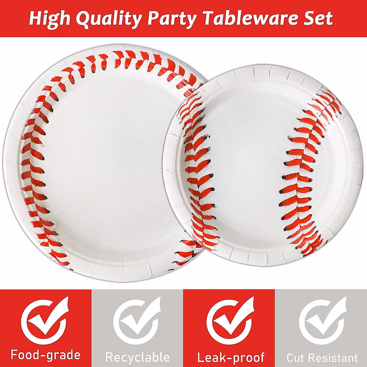 gisgfim 96 Pcs Baseball Party Supplies Bundle Paper Plates Napkins Baseballs Party Birthday Decorations Favors For Girls Serves 24
