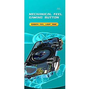 2022 New Model Seven Trees Mobile Game Controller for PUBG/Fornite/Knives Out/Rules of Survival/Call of Duty Gamepad Trigger Aim Button L1R1 L2 R2 Shooter Joystick for iPhone Android iPad Mini 5 Phone Game Pad Accesorios (Blue)
