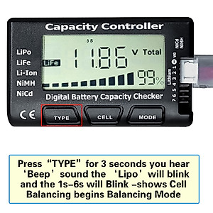 SUPULSE Battery Tester Digital Battery Capacity Checker Controller Tester Voltage Tester for LiPo/Life/Li-ion/NiCd/NiMH Battery Capacity Controller