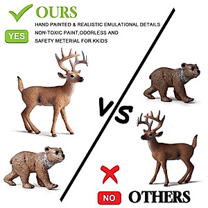 SCAHOW 10pcs Forest Animal Toys Figures, Realistic Woodland Creatures Figurines, Plastic Animals Miniature Toys Cake Topper