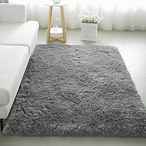 KCHOWUA 3x5 Rug for Bedroom Fluffy Rugs Grey Rug for Living Room Soft Shag Plush Machine Washable Rug for Kids Baby Room Nursery Non Slip Small Area Rugs Comfy Shaggy Rug for Dorm Fuzzy Floor Carpet