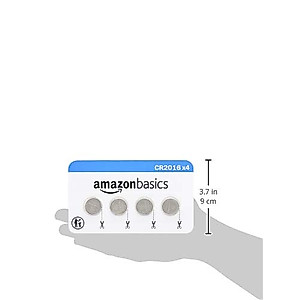 Amazon Basics 4-Pack CR2016 Lithium Coin Cell Battery, 3 Volt, Long Lasting Power, Mercury-Free