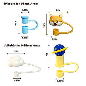 16pcs Straw Covers, Silicone Straw Covers Caps, Cute Straw Covers for Reusable Straws, Straw Tips Cover Drinking Straws and Party Birthday Party Gifts