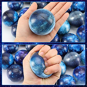 HYPYRANOW Stress Balls, 12 Pcs Galaxy Stress Balls, 2.5 Inch Space Theme Stress Balls Foam Squeeze Balls Stress Relief Balls for Finger Exercise School Carnival Reward Party Bag Gift