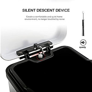 M-Aimee 1.3 Gallon Slim Small Trash Can with Lid Soft Close, Stainless Steel Garbage Can for Bathroom Bedroom Office, Rectangular Step Trash Bin with Removable Inner Waste Basket (Green)