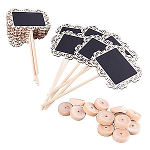 Youngine Pack of 15, Mini Chalkboards Cards with Stand for Reminders Labeling,Weddings Place Cards, Food Signs, Party Supplies, Table Numbers, and Special Event Decoration (Wave)