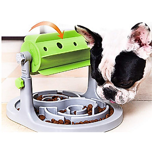 Ito Rocky Interactive Dog & Cat Food Puzzle Toy - Treat Boredom Dispensing Slow Feeder - Anxiety IQ Training in Smart Feeding and Adjustable Height for Small/Medium Dogs