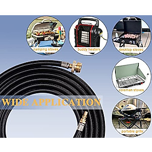 JOHAHTANG Rv Propane Quick Connect Hose for Grill 15FT Quick Connect Propane Hose Replacement for 1 LB Throwaway Bottle Connects 1 LB Portable Appliance to RV - 1/4 Full Flow Quick-Connect Male Plug