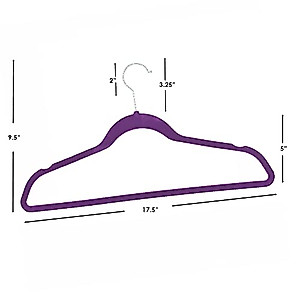 Sunbeam Slip-Proof Snag-Free Ultra Slim Velvet Hanger with Rotating Steel Hook (Pack of 10) (PURPLE)