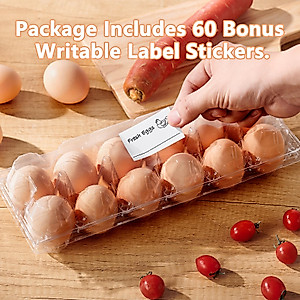 60PCS Egg Cartons Reusable Plastic Egg Carton 12 Count, 1 Dozen Clear Blank Egg Cartons Cheap Bulk for Large Eggs, Blank Chicken Egg Tray Holders for Family, Chicken Farm, Business Market Display