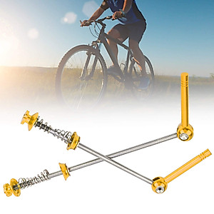 VGEBY Quick Release Skewer, 1Pair High Strength Mountain Bike Front Rear Wheel Skewer Set for Alloy Quick Release Skewer Lever Cycling Accessory(Gold) Bike Skewers