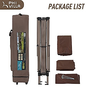 PHI VILLA 13'x13' UV Block Sun Shade Gazebo Canopy with Hardware Kits, Gazebo Shade for Patio Outdoor Garden Events, Brown