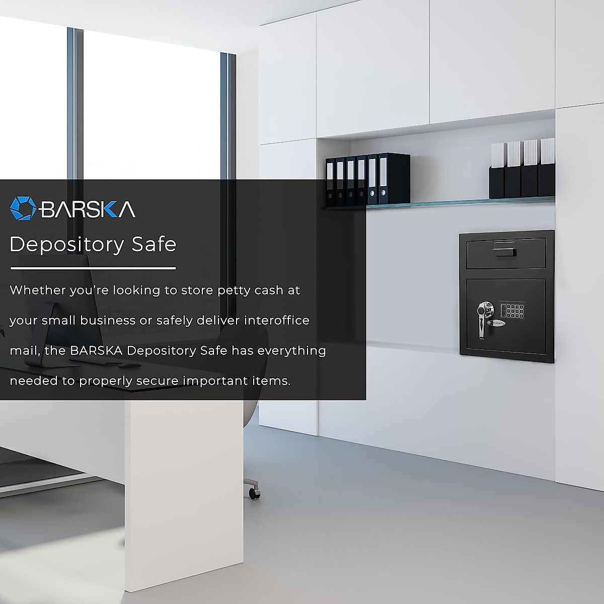 Barska AX11930 Large 1.10 Cubic Ft Digital Multi-User Keypad Security Business Depository Drop Safe with Front Load Drop Box for Money, Cash, and Mail