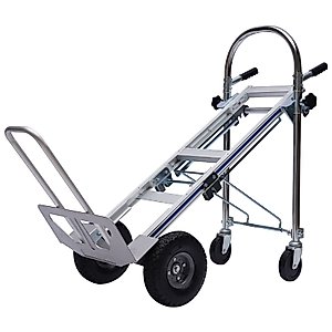 3 in 1 Heavy Duty Aluminum Hand Truck with Double Grip Handles, Industrial Convertible Hand Truck Dolly Cart with Handle, 1200 LBS Capacity Moving Dolly Hand Truck Flatform Cart with 10" Rubber Wheels