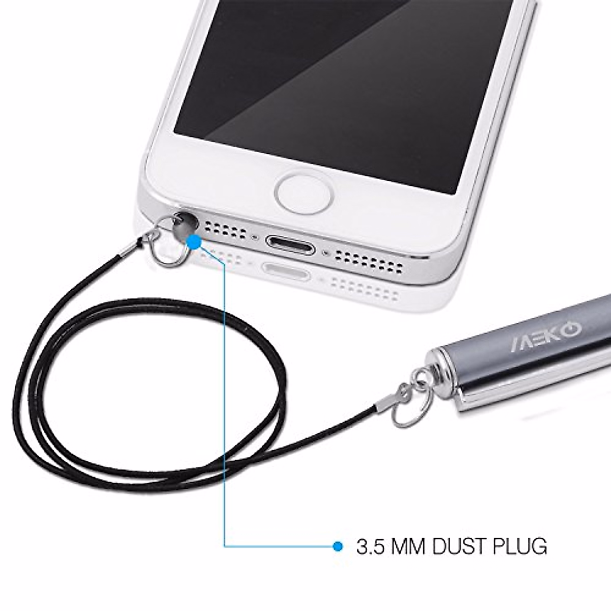 MEKO(TM) 4 Pcs [0.22-inch Rubber Tip Series] 5.5" L Precision Rubber Thin-Tip Styli/Stylus Pens Bundle with 4 Extra Replacement Rubber Tips and 2 Elastic Lanyards - (Dark Blue/Green/Hot Pink/Black)?-¡­