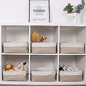 Bidtakay Baskets Set Fabric Storage Bins-Beige Bundled Baskets of 2 Large Baskets 16" X 11.8" X 11.8" + 6 Small Baskets 11.8" X 7.8" X 5"