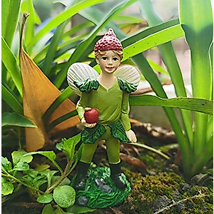 JIUMO Fairy Garden Fairies Outdoor Miniature Garden Fairy Set of 2 Boy Fairies Figurines Small Little Tiny Miniature Forest Fairies Ornaments Fairy Garden Accessories