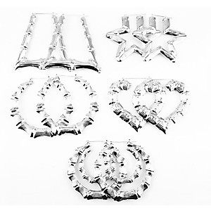Honbay 5 Pairs Different Shape Bamboo Hoop Earrings (Silver)