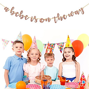 Halodete A Bebe is on the Way Banner, Pregnancy Announcement, Baby Shower, French Welcome Baby Party Decorations Rose Gold Glitter