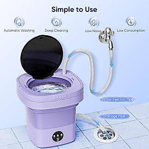 Portable Washing Machine, 6.5L Capacity Mini Foldable Washer with Drain Basket, 2-in-1 Laundry Machine for B-aby Clothes, Underwear, Apartment, Camping, RV, Travel