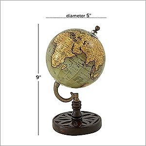 Deco 79 Wood Globe, 5" x 5" x 9", Green