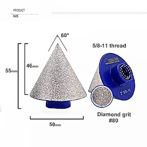 SHDIATOOL 3/4“ Diamond Drill Bits 2” Beveling Chamfer Bits Set for Porcelain Ceramic Tile Marble for Angle Grinder