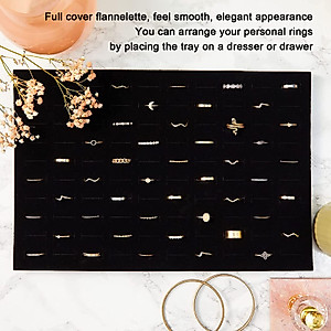 UPQRSG Ring Holder Display Tray, 50 Slots Black Soft Velvet Ring Organizer, Jewelry Organizer Stand, Stud Earring Holder Organizer for Selling Rings Earrings Show