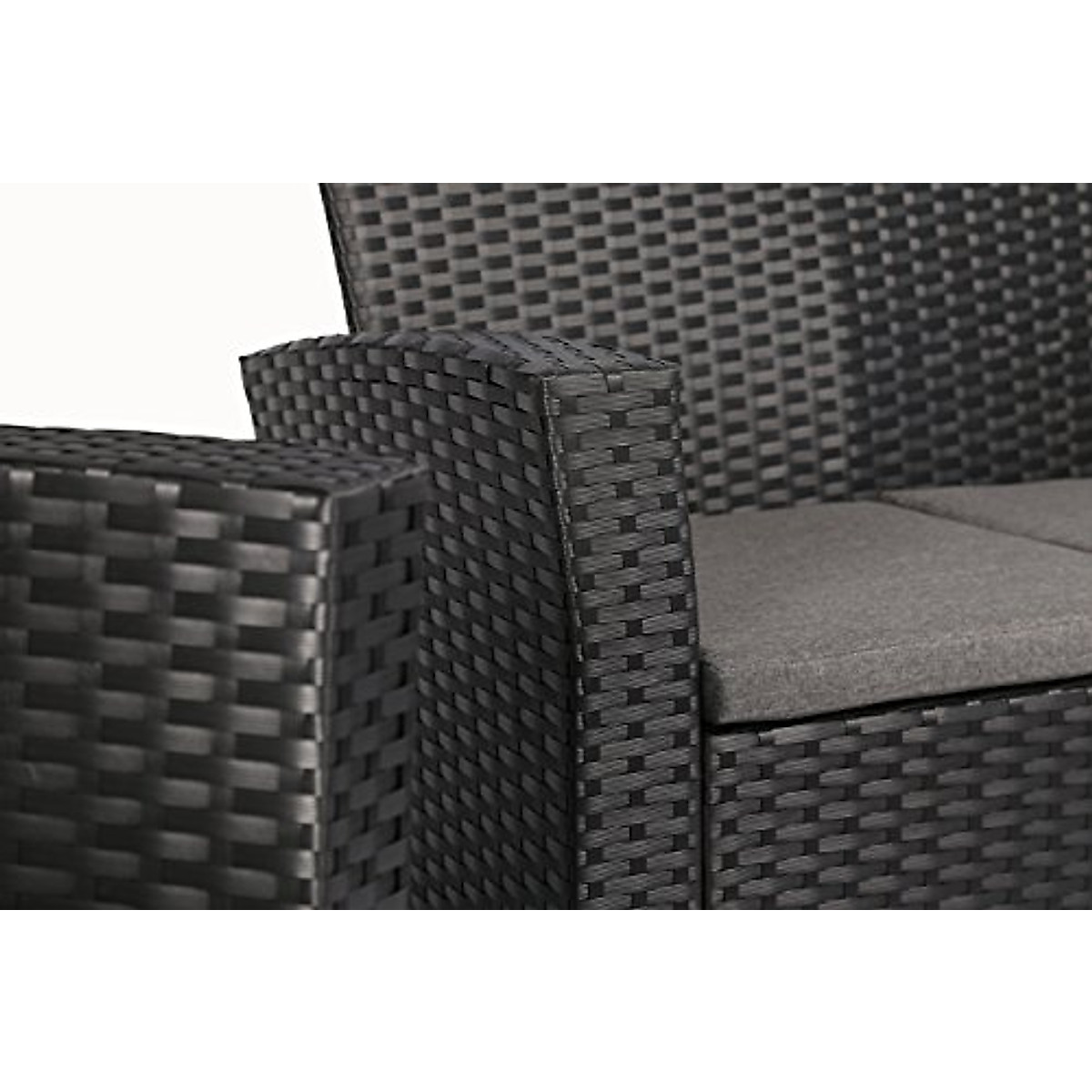 Baner Garden 4 Pieces Outdoor Furniture Complete Patio Cushion Wicker P.E Rattan Garden Set, Full, Black