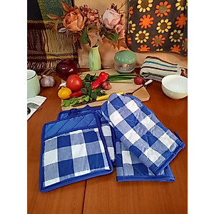 Cotton Oven Mitts and Pot Holder Sets Buffalo Check 4 Pack Heat Resistant Recycled Quilted Cotton Breathable Fabric Comfortable for Kitchen Cooking Baking