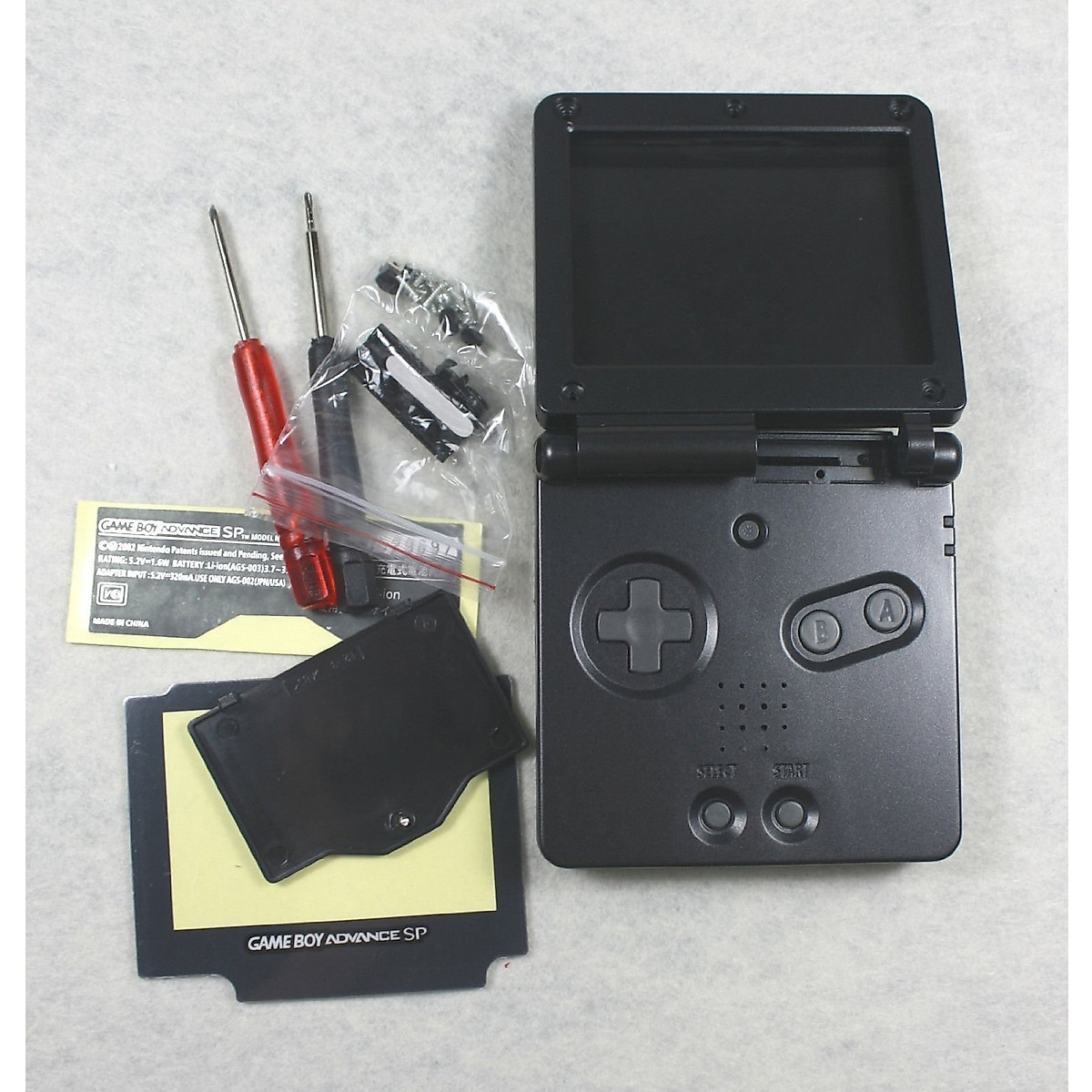 Gametown® Full Housing Shell Pack Case Cover for GBA SP Gameboy Advance SP Black