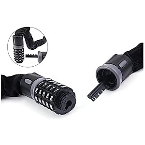 VIGAT Bicycle Lock, Mountain Bike 5-Digit Combination Lock, Anti-Theft Lock, Chain Lock, Suitable for Electric Motorcycles, Gates(Size:150cm)