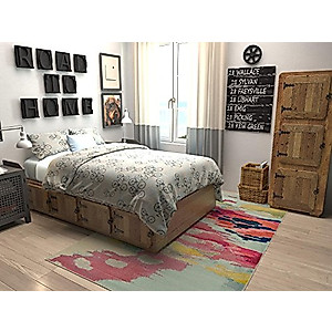 Unique Loom Estrella Collection Light Colors, Abstract, Modern, Vibrant Area Rug, 5 ft x 8 ft, Pink/Ivory