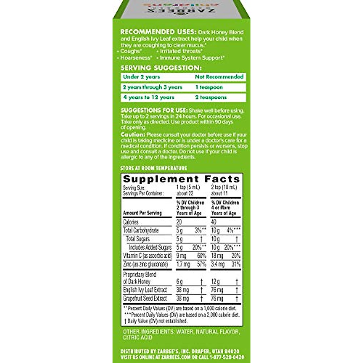 Zarbee's Children's Cough Syrup + Mucus Daytime, Grape 4oz