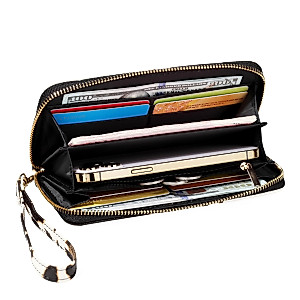 Fanwill Leopard Print Wallet For Women Cheetah Wristlet Purse Zip Around Card Holder(leopard 1)