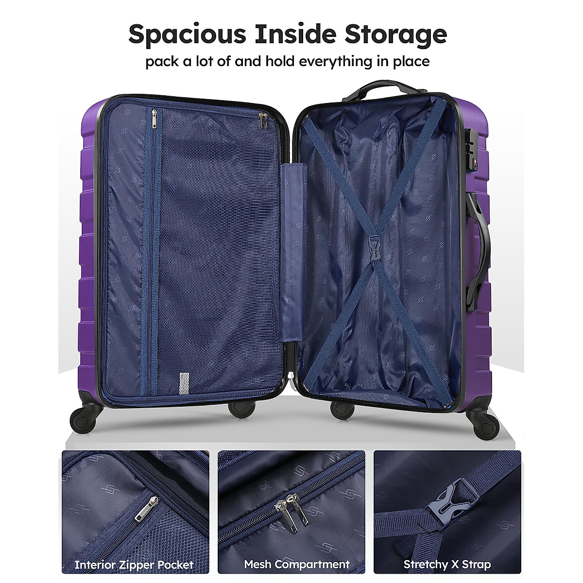 Suitour Luggage Sets 3 piece, Hardside Lightweight Suitcase sets with Spinner Wheels,TSA Lock,20/24/28 inches Travel luggage…