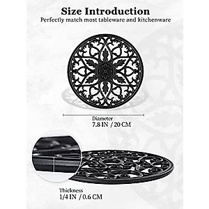 SMARTAKE 6 Set Silicone Trivet Mats, Multi-Use Carved Trivet Mat, Insulated Non-Slip Durable Kitchen Mats, Flexible Modern Kitchen Table Mat, for Hot Dishes, Pots, Dining Countertop, Black
