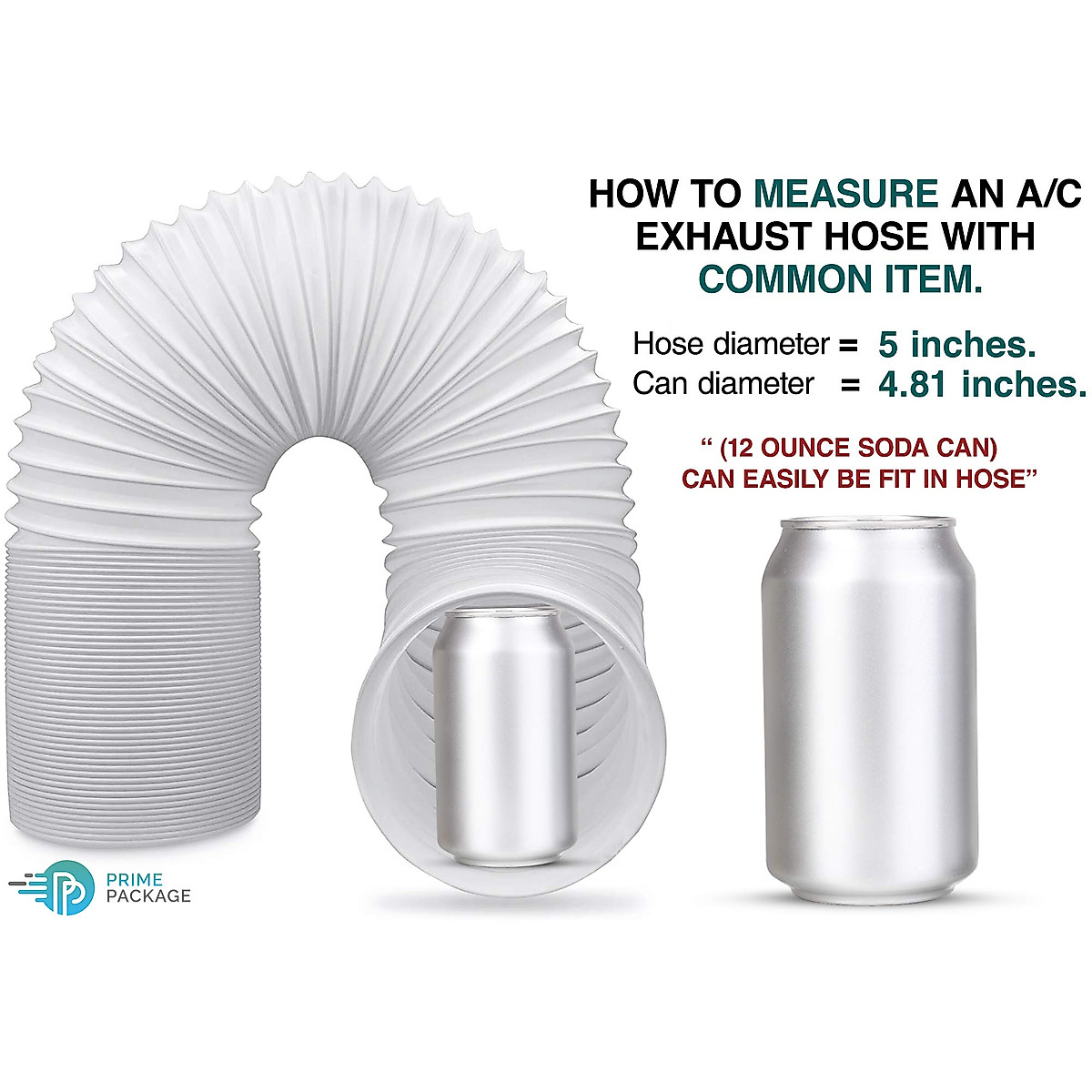 Portable Air Conditioner Exhaust Hose (78" Long) 5 Inch Diameter, Counter-Clockwise Threads | AC Conditioning Unit Tubing | Flexible, Extendable Design | White