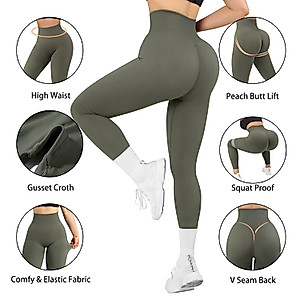 MOSHENGQI Seamless Workout Leggings for Women Butt Lifting High Waisted Tummy Control Yoga Pants(L,00-Solid Black)